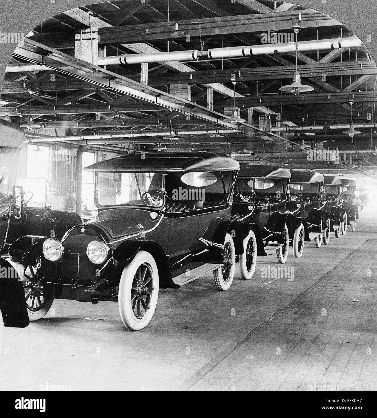 DETROIT: AUTO FACTORY, c1917. /nCompleted automobiles ready for ...