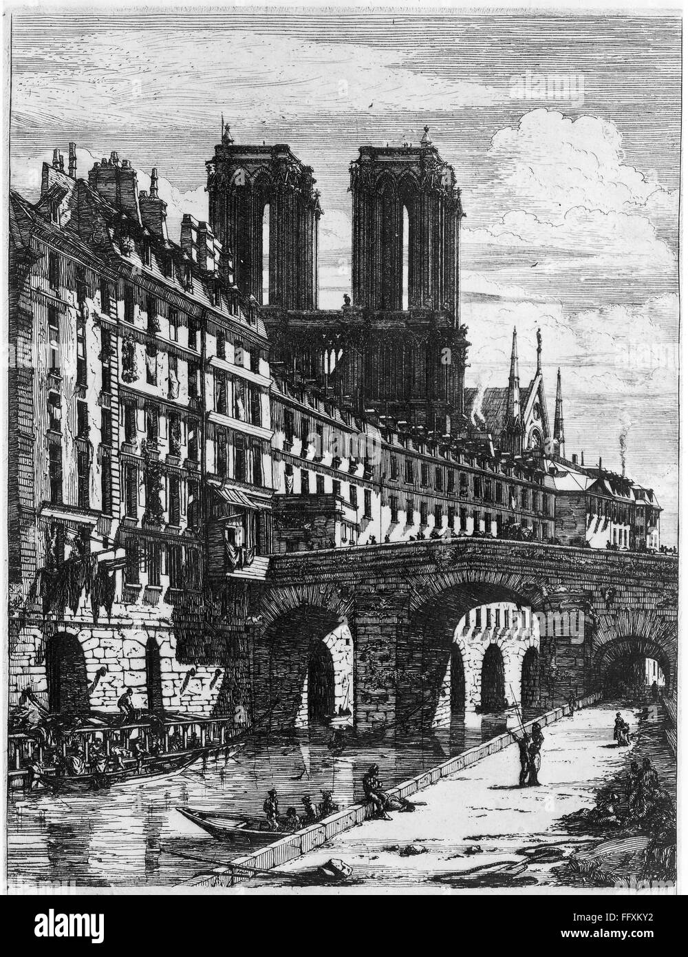 PARIS: LE PETIT PONT. /nLe Petit Pont (Little Bridge) over the Seine ...