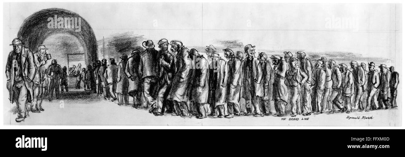 MARSH: BREAD LINE, c1935. /nMen in a long bread line during the Great ...