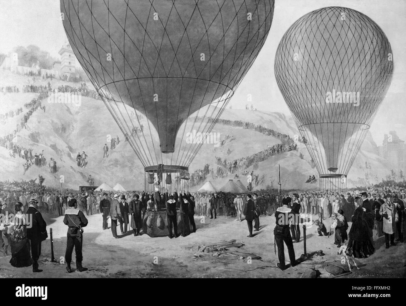 LEON GAMBETTA (1838-1882). /nFrench politician. Gambetta (left, with ...