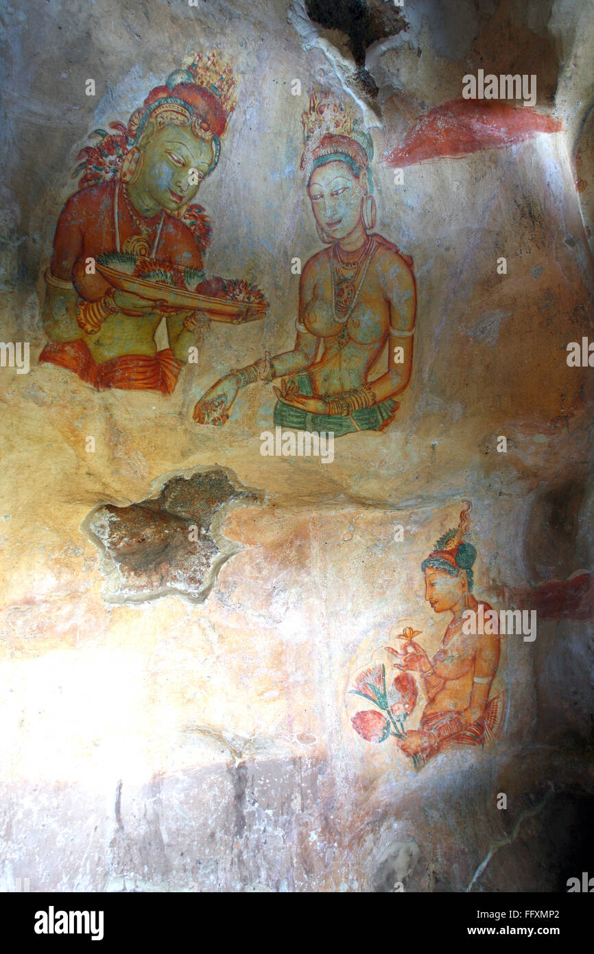 Frescoes apsaras celestial nymph typically consort gandharva heavenly ...