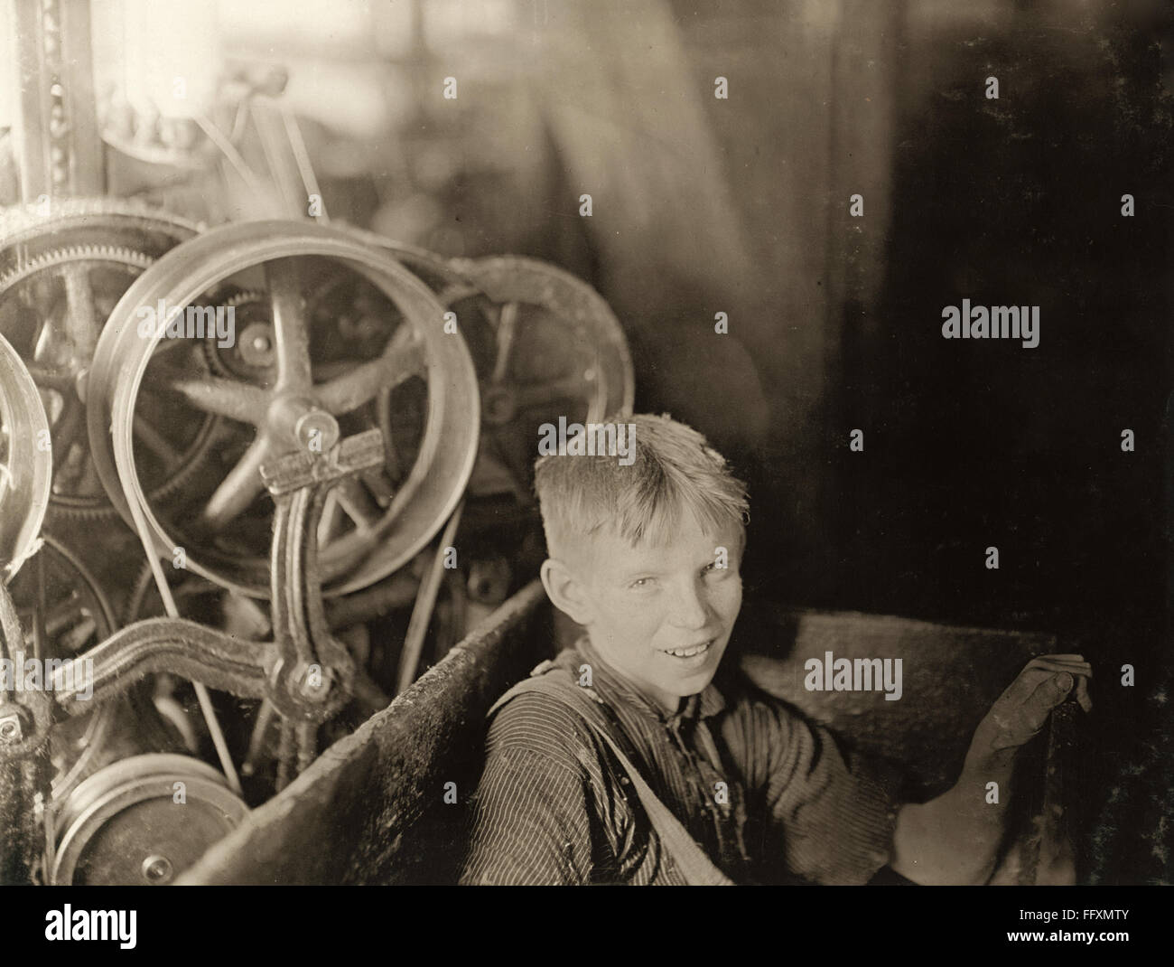 CHILD LABOR, 1909. /nOne of the young spinners in the Quidwick Co. Mill in Anthony, Rhode Island ...