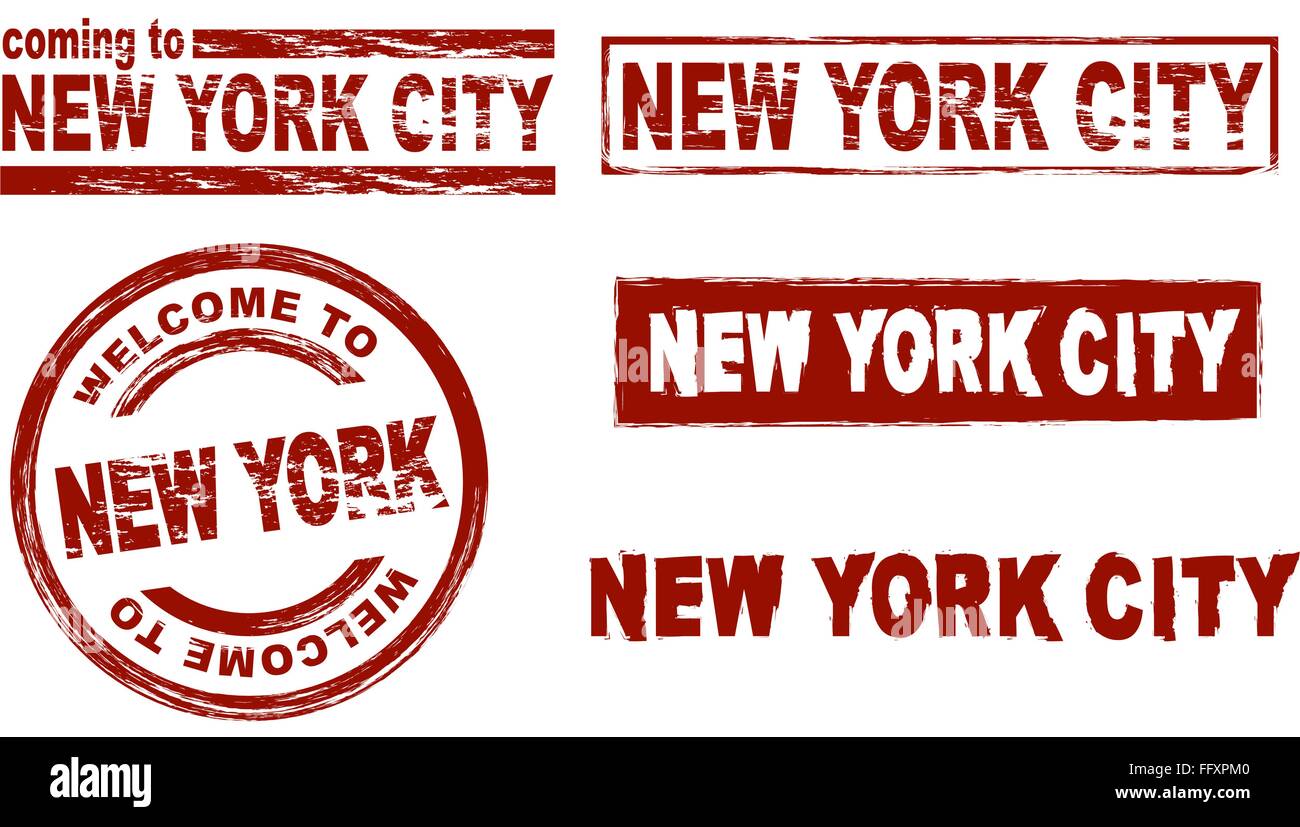 Set of stylized ink stamps showing the city of New York Stock Vector ...