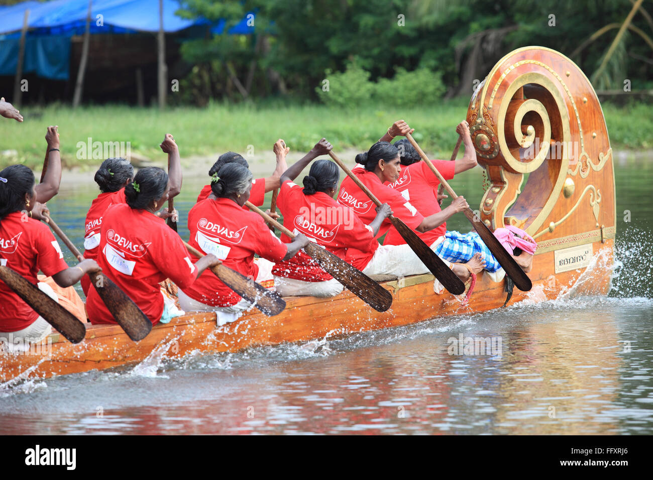 Boat race on punnamada lake ; Alleppey ; Alappuzha ; Kerala ; India ...