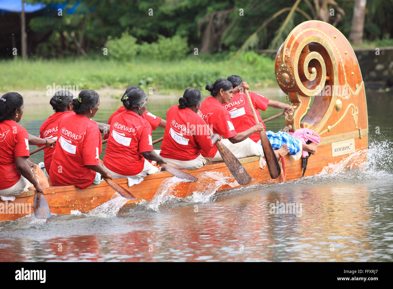 Boat race on punnamada lake ; Alleppey ; Alappuzha ; Kerala ; India ...