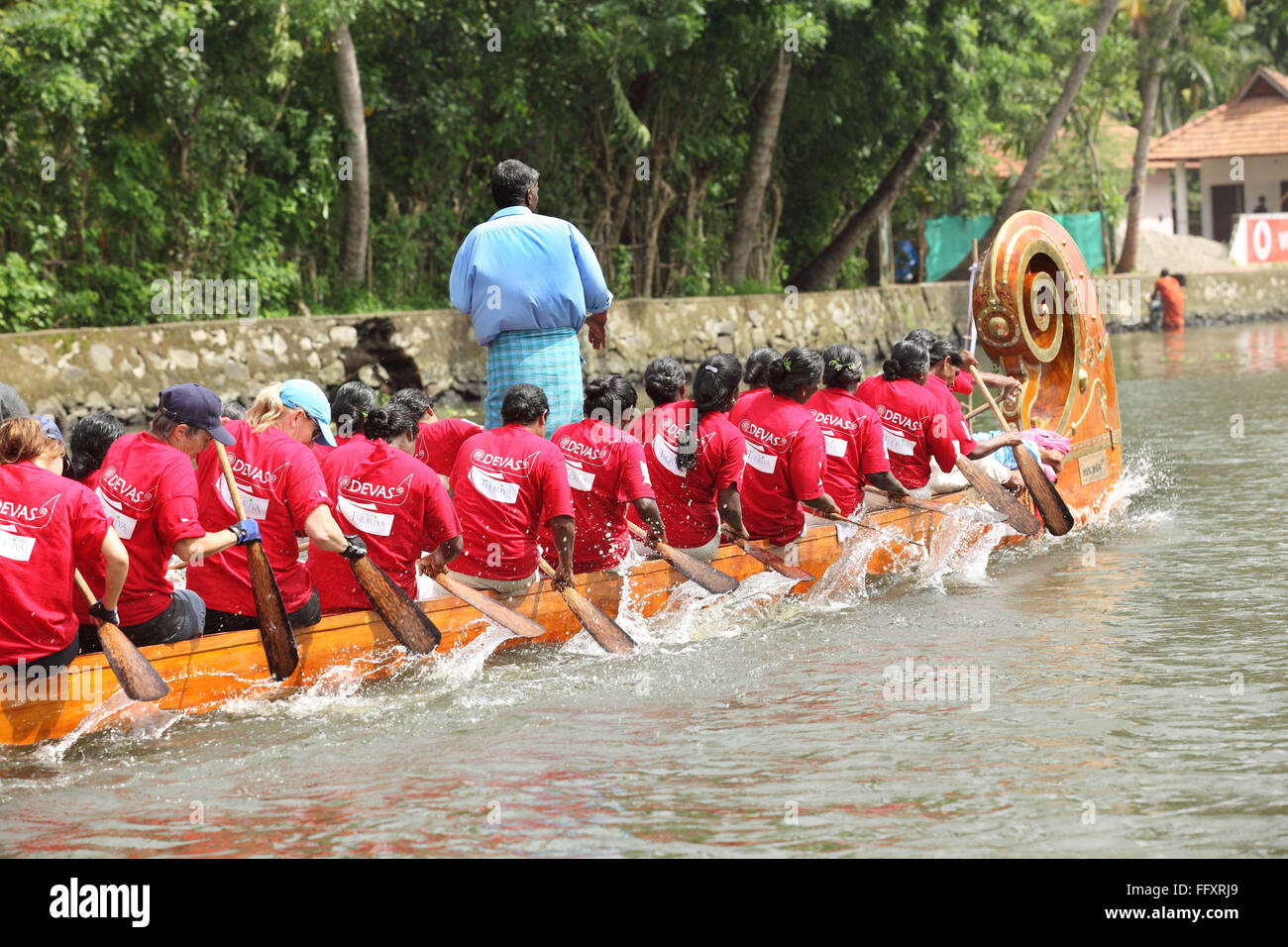Boat race on punnamada lake ; Alleppey ; Alappuzha ; Kerala ; India ...
