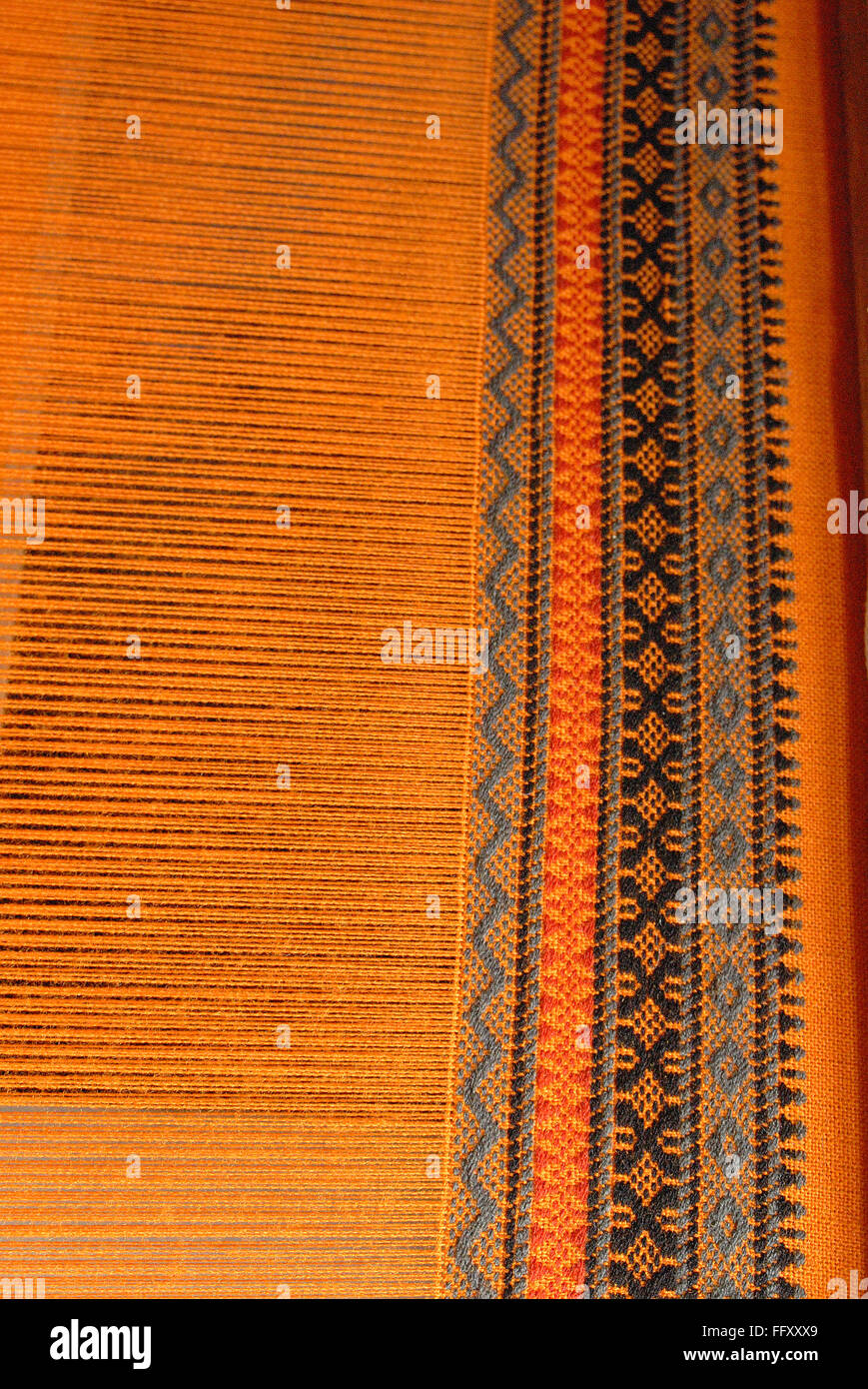 Printed pattern of handloom , Bhujodi , Bhuj , Kutch , Gujarat , India ...