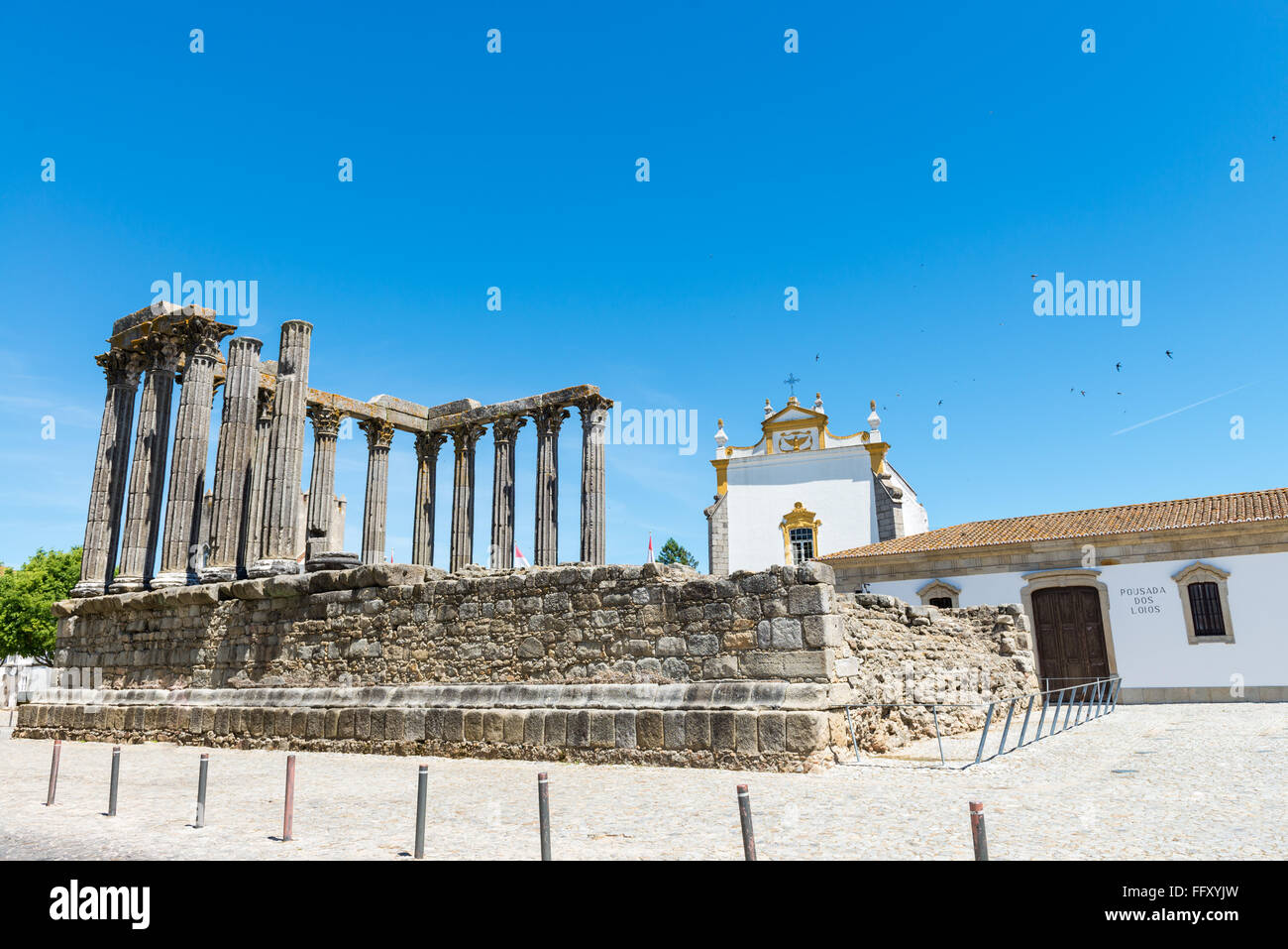 Dianna Temple in Evora. Ancient roman temple in the old city of Evora ...