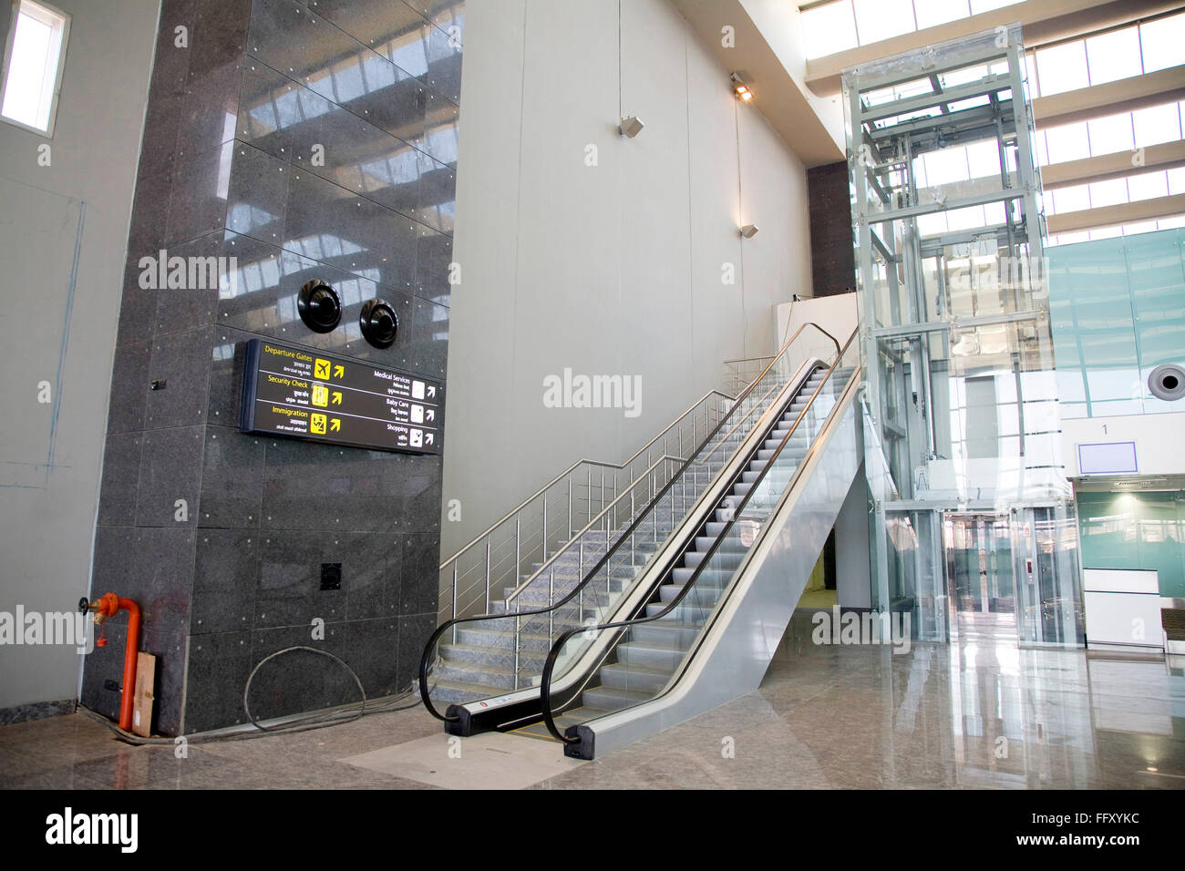 Elevator step check counters going towards final security check ...