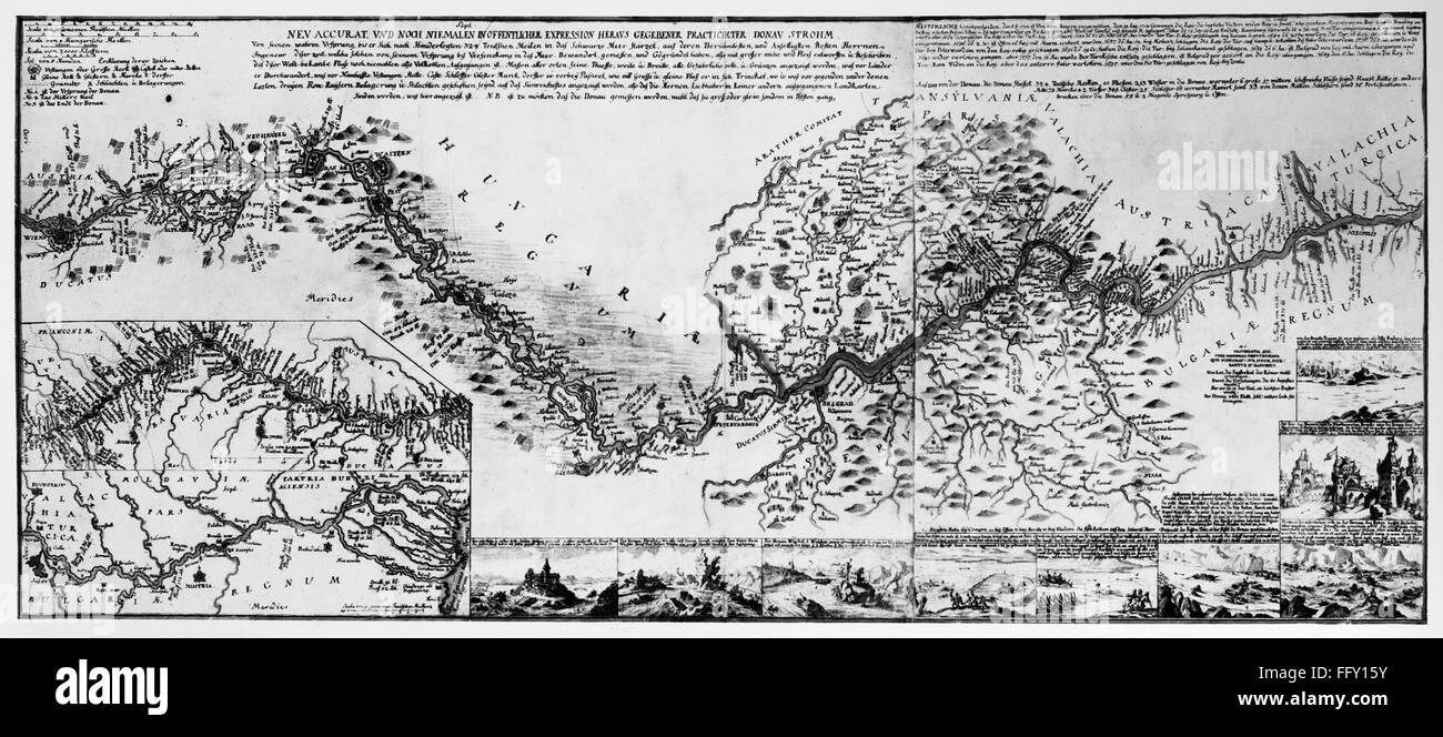 MAP: DANUBE. /nGerman map, c1740, showing the course of the Danube ...