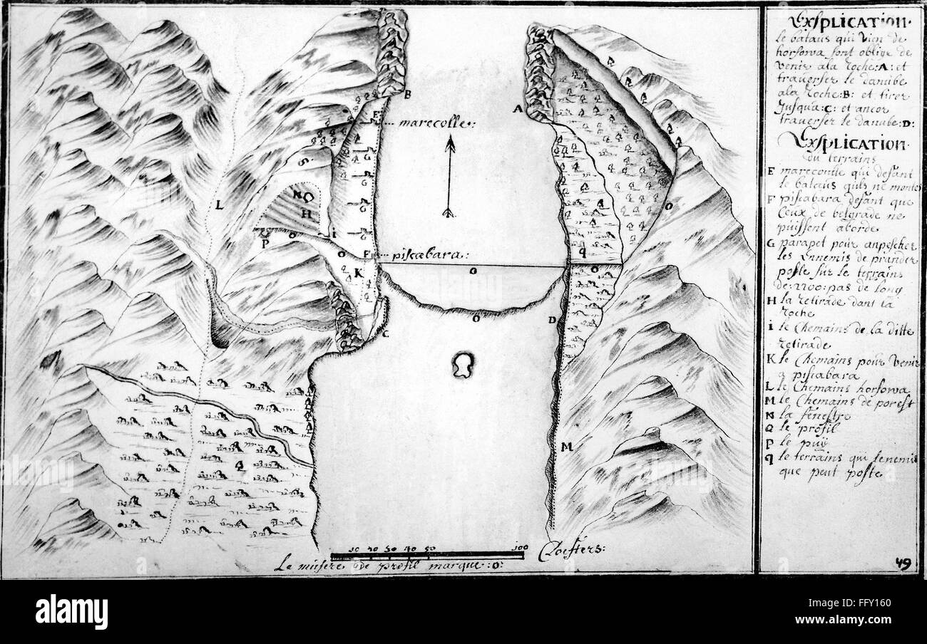 MAP: DANUBE. /nFrench map, 18th century, with instructions for ...