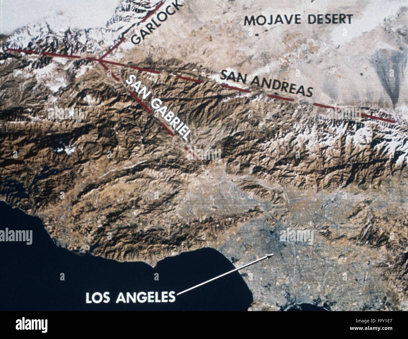 CALIFORNIA: FAULT LINES. /nDiagram showing the San Gabriel, Garlock and ...