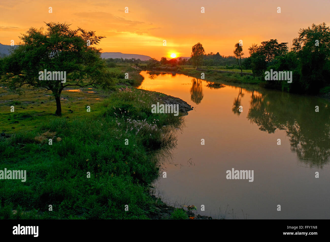 Indrayani river at sunset Karla Lonavala Maharashtra India Stock Photo ...