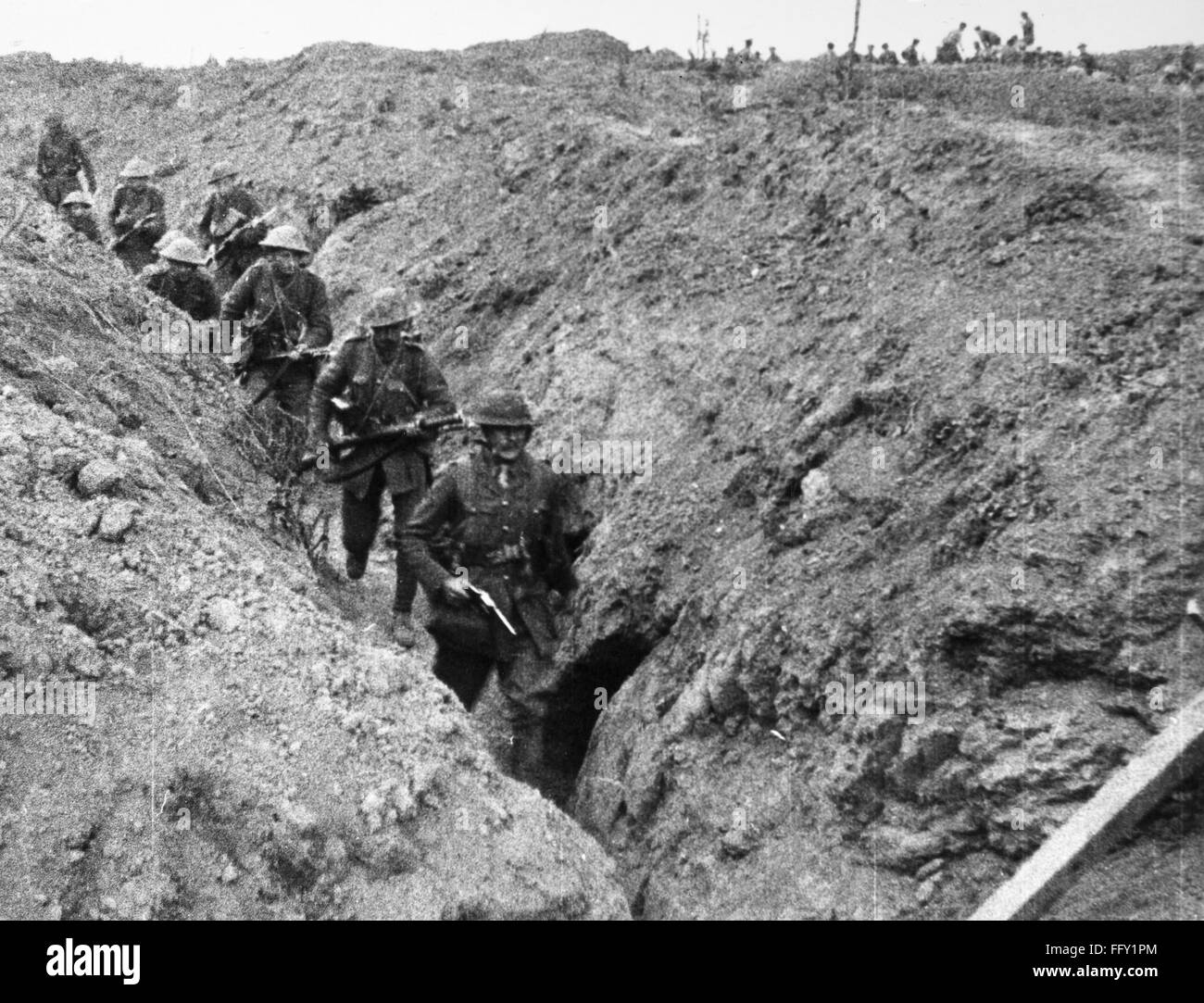 BATTLE OF THE SOMME, 1916. /nAllied troops walking through a captured ...