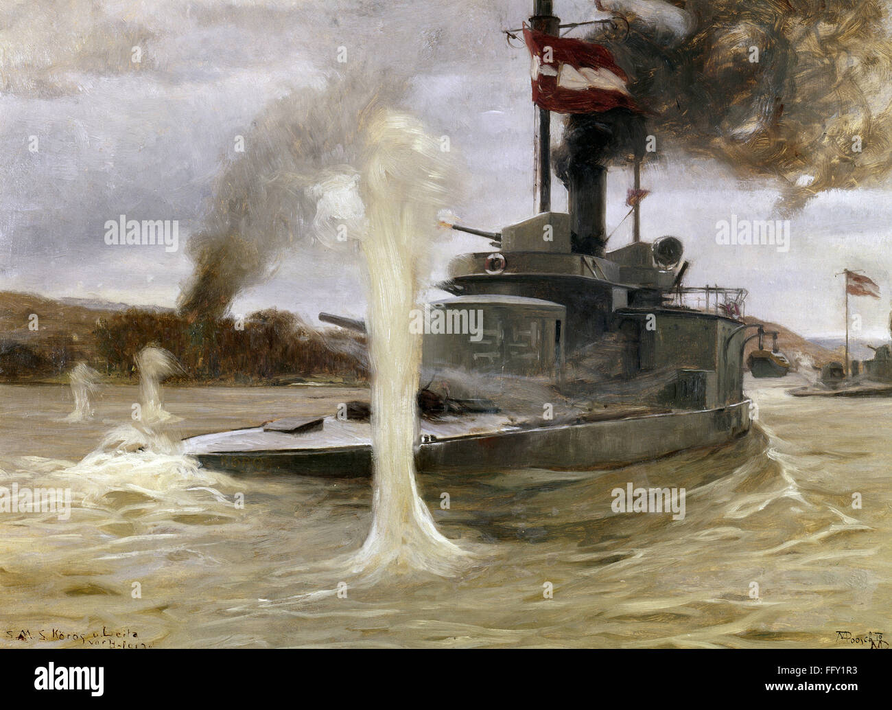 WWI: AUSTRIAN MONITORS. /nAustrian monitors 'Koros' and 'Leitha' on the ...