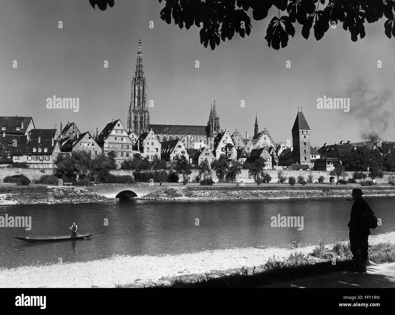 GERMANY: ULM, 1953. /nA view of Ulm, Germany, on the Danube River ...