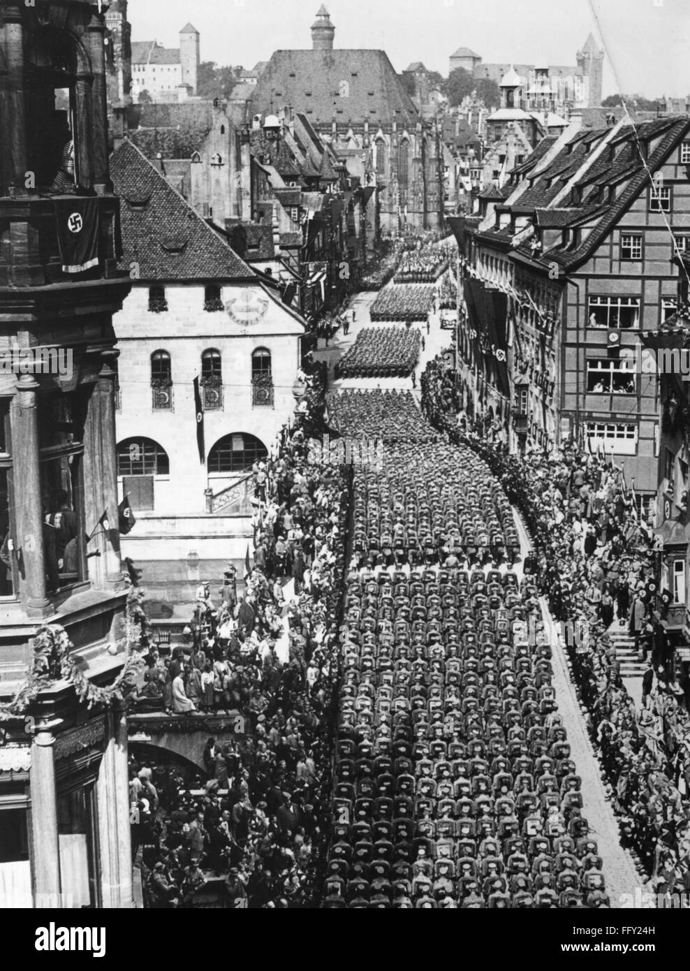 NAZI SA TROOPS, 1938. /nThe SA (Storm Troopers) marching to Adolf ...