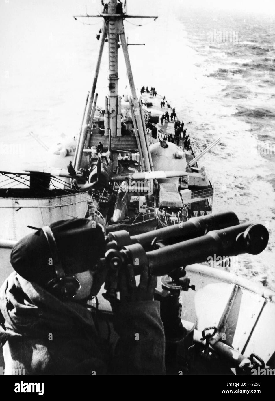 WORLD WAR II: GERMAN SHIP. /nA German battle ship on it's way to Norway ...