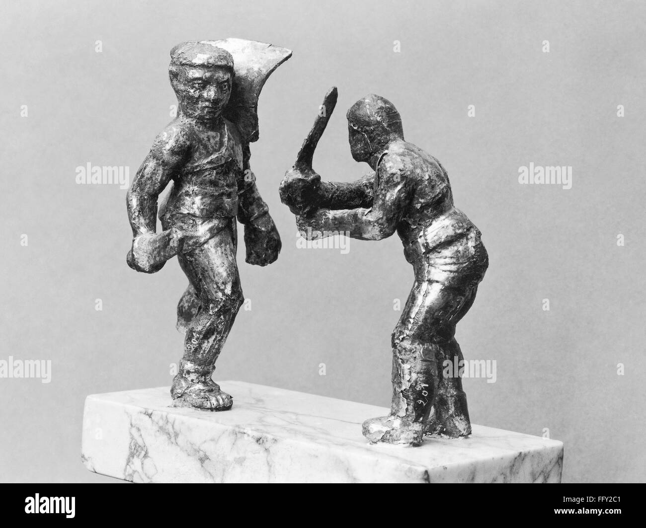 ROME: GLADIATOR FIGURES. /nAncient Roman figures depicting a battle ...