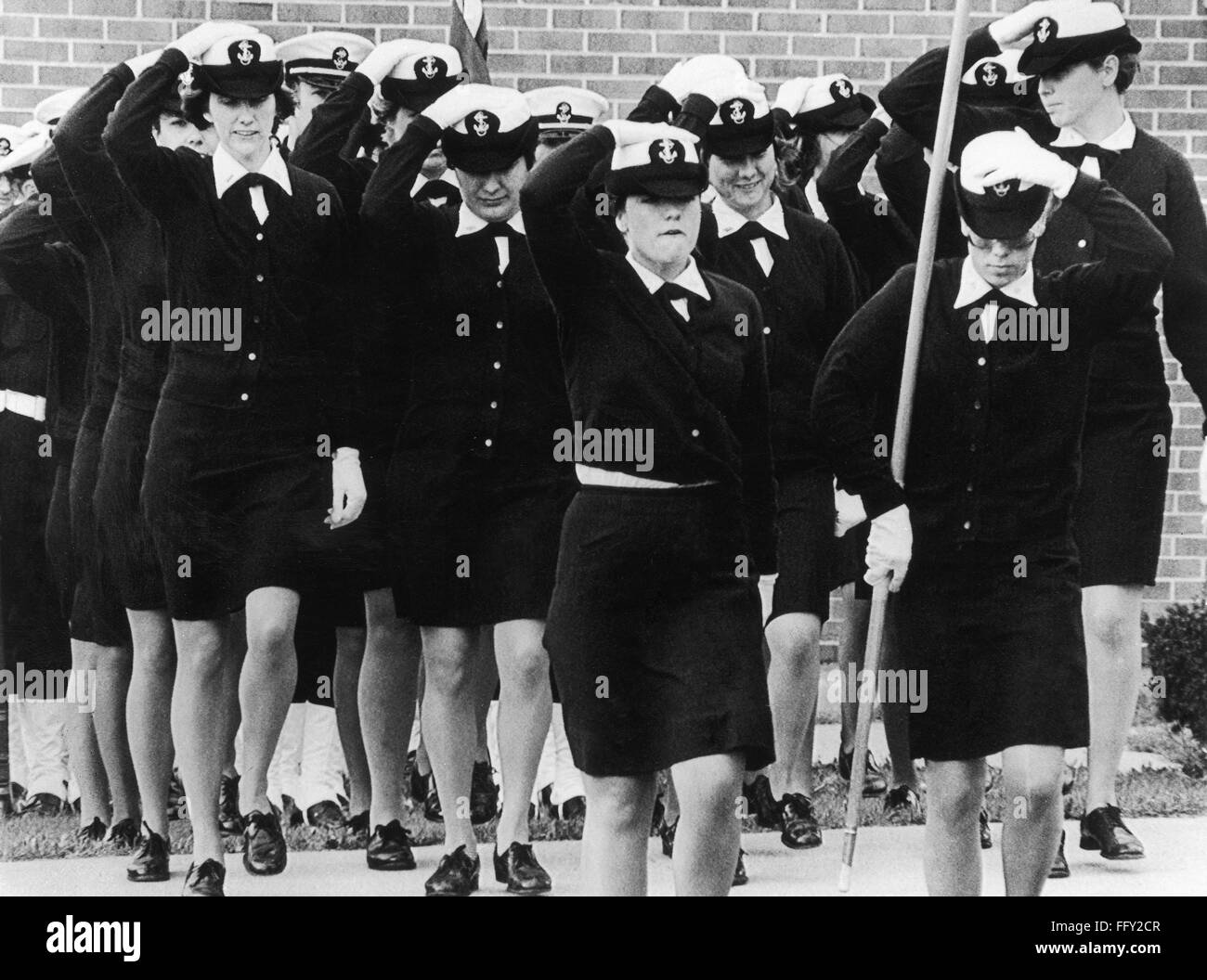 U.S. NAVY: WOMEN, 1973. /nWomen march to a graduation ceremony of the ...