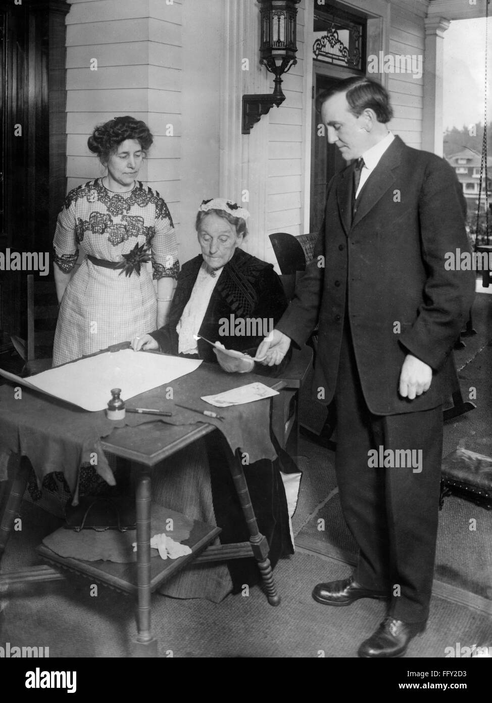OREGON: WOMEN'S SUFFRAGE. /nAbigail Scott Duniway signing Oregon's ...