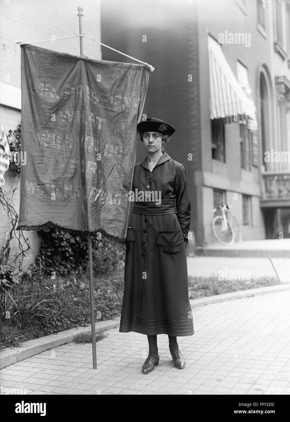 SUFFRAGETTE WITH BANNER. /nSuffragette in Washington, D.C., with a ...