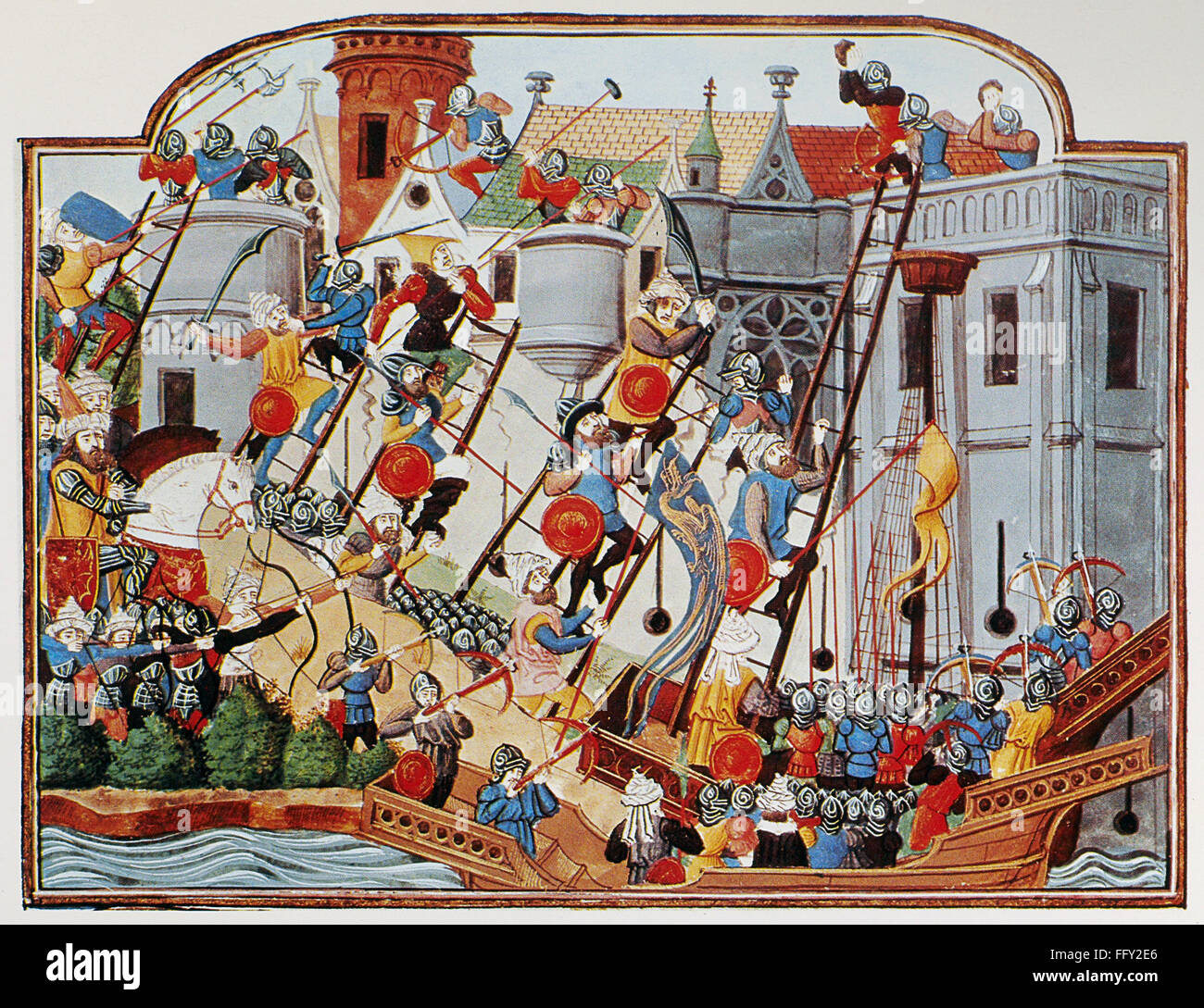 SIEGE, 15th CENTURY. /nSoldiers scaling the walls of a city during an ...