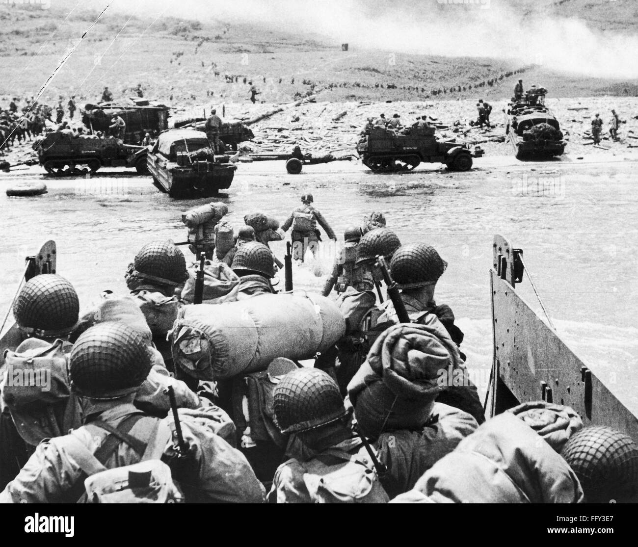 WORLD WAR II: D-DAY, 1944. /nU.S. Army troops wade ashore to Omaha ...