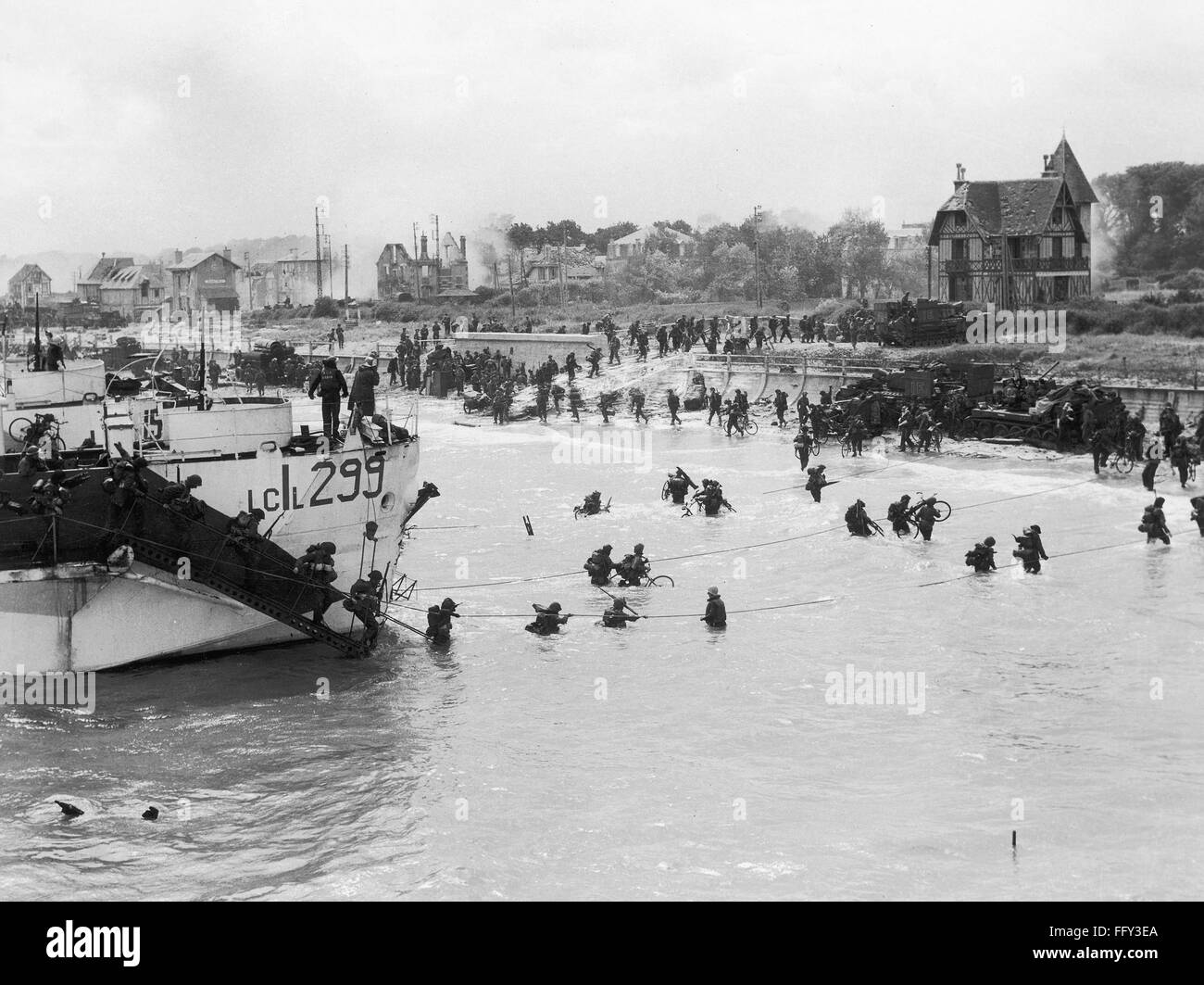 WORLD WAR II: D-DAY, 1944. /nCanadian troops wading ashore with ...