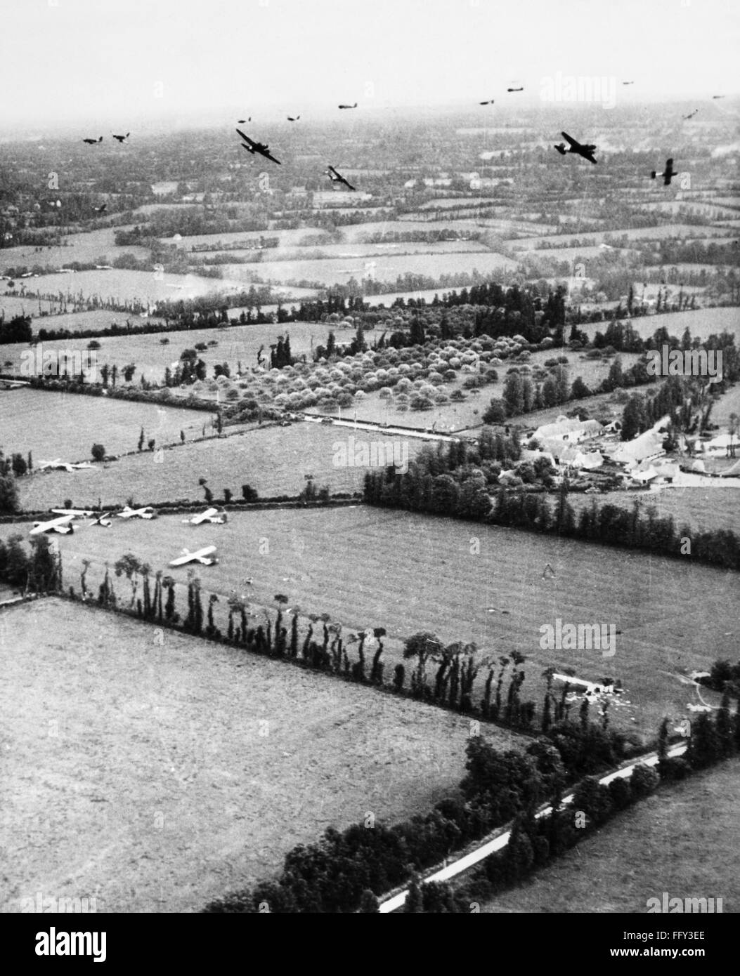 WORLD WAR II: D-DAY, 1944. /nU.S. Air Force gliders landing behind ...