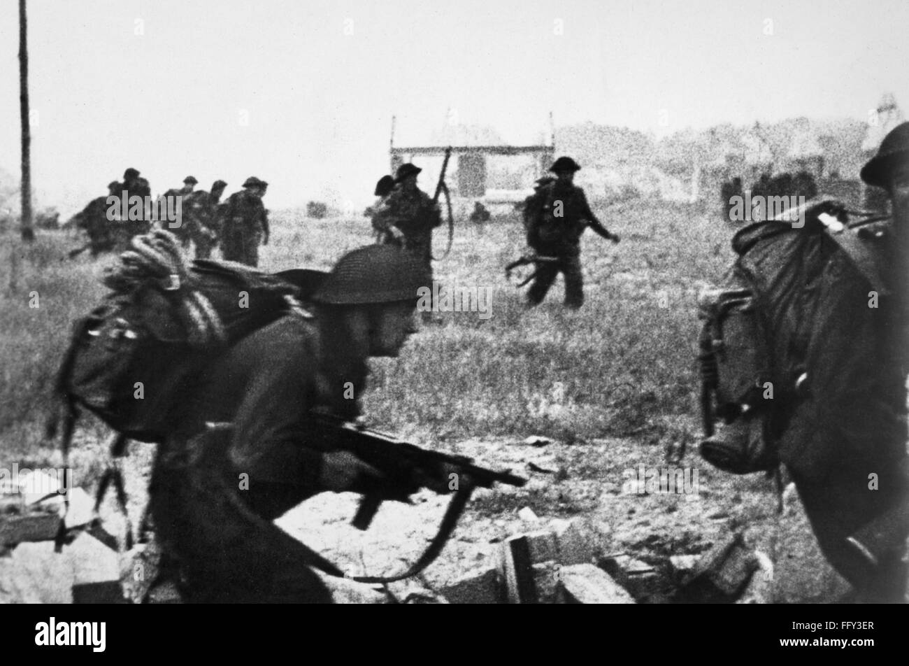 WORLD WAR II: D-DAY, 1944. /nBritish commando soldiers advance to a ...