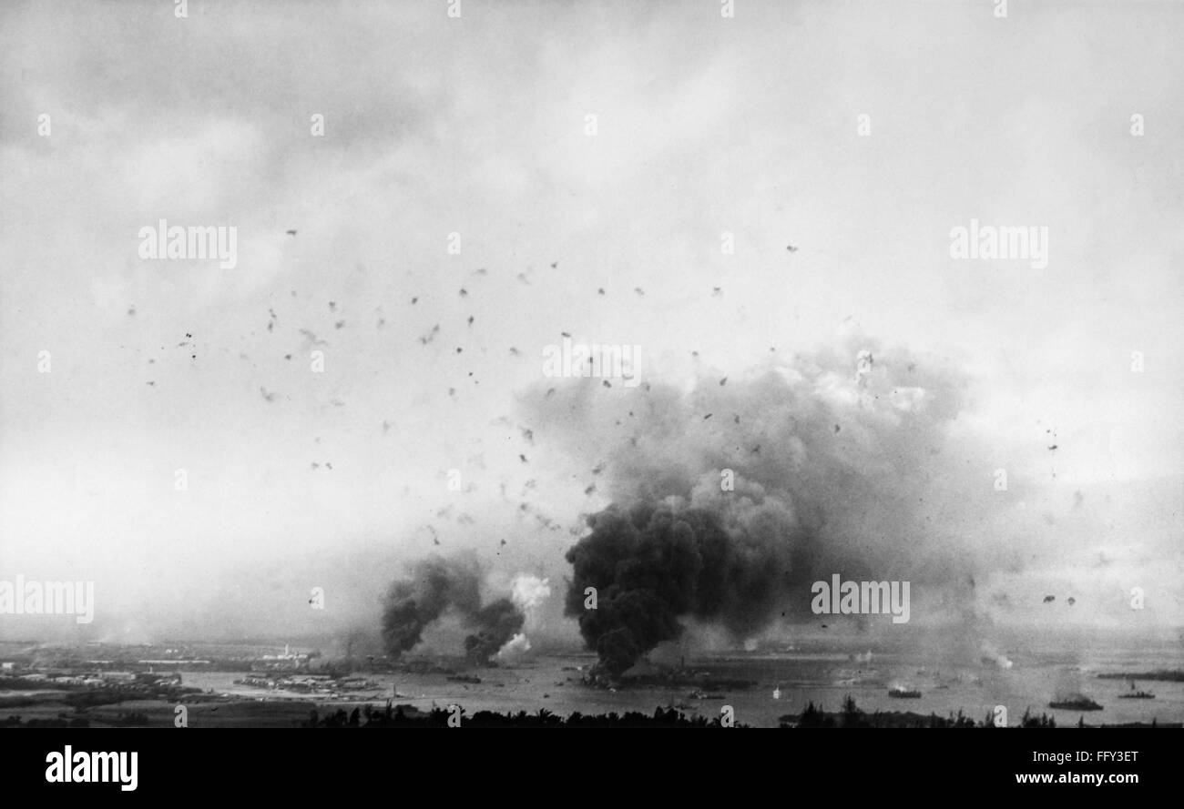 WORLD WAR II: PEARL HARBOR. /nPanoramic view of the Japanese attack on ...