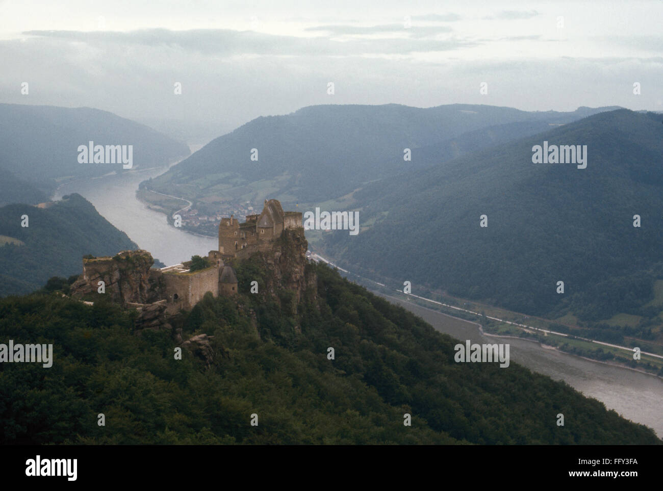 AUSTRIA: AGGSTEIN CASTLE. /nA view of the ruins of Aggstein Castle ...