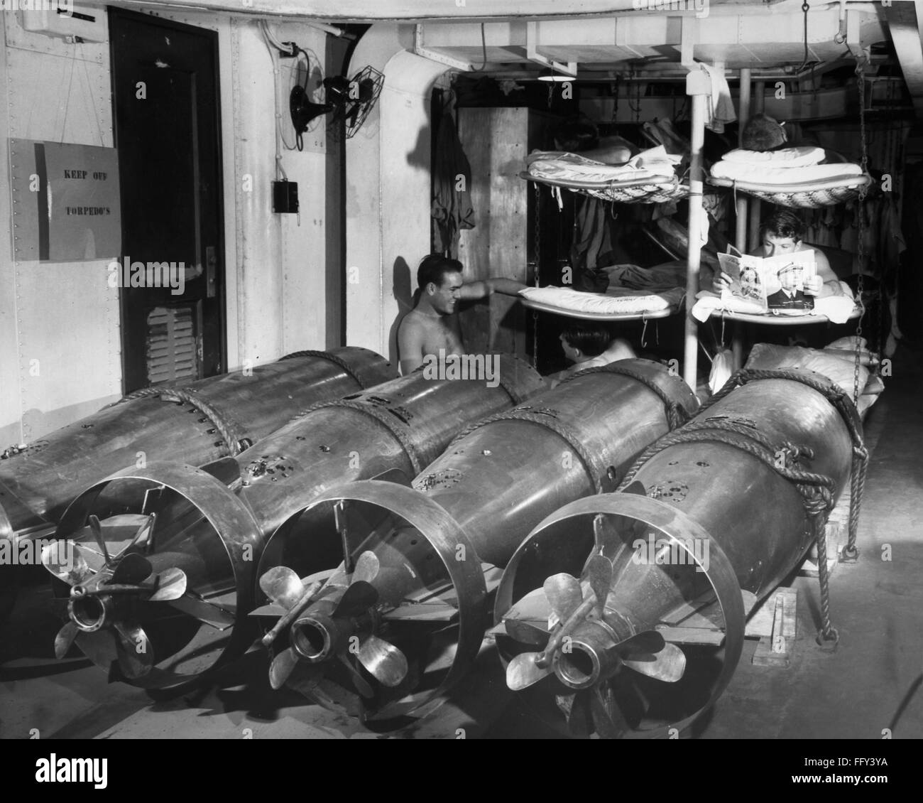 USS LEXINGTON: QUARTERS. /nCrew quarters in a torpedo room on board the ...