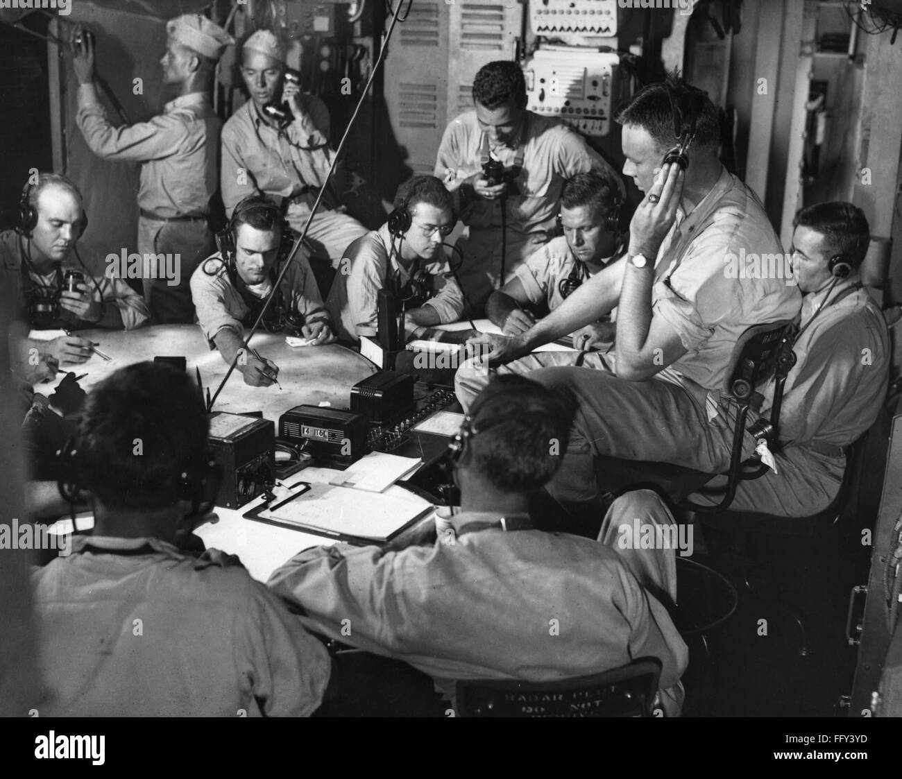 WWII: CHART ROOM, 1943. /nChart room on board the USS Lexington ...