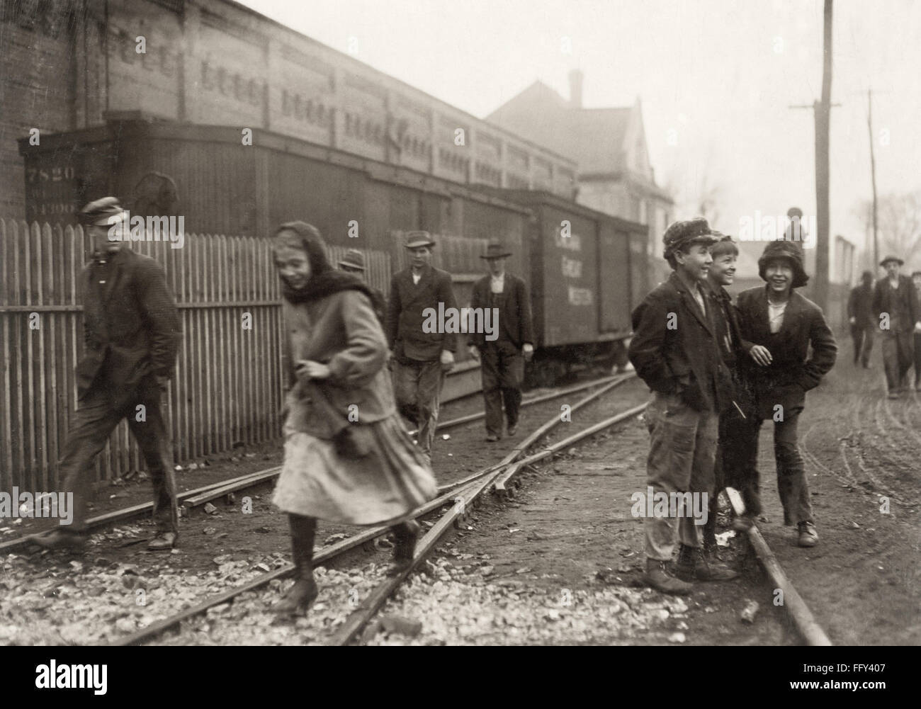 COTTON MILL WORKERS, 1910. /nA young group of textile mill workers ...