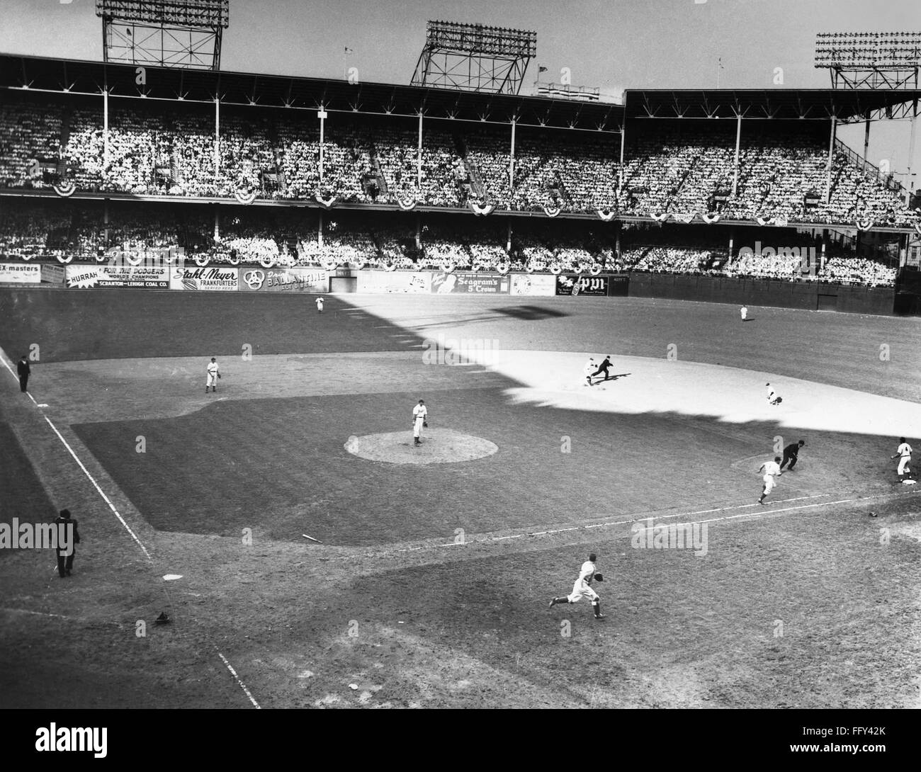 WORLD SERIES, 1941. /nA view of the action at Ebbets Field in Brooklyn ...
