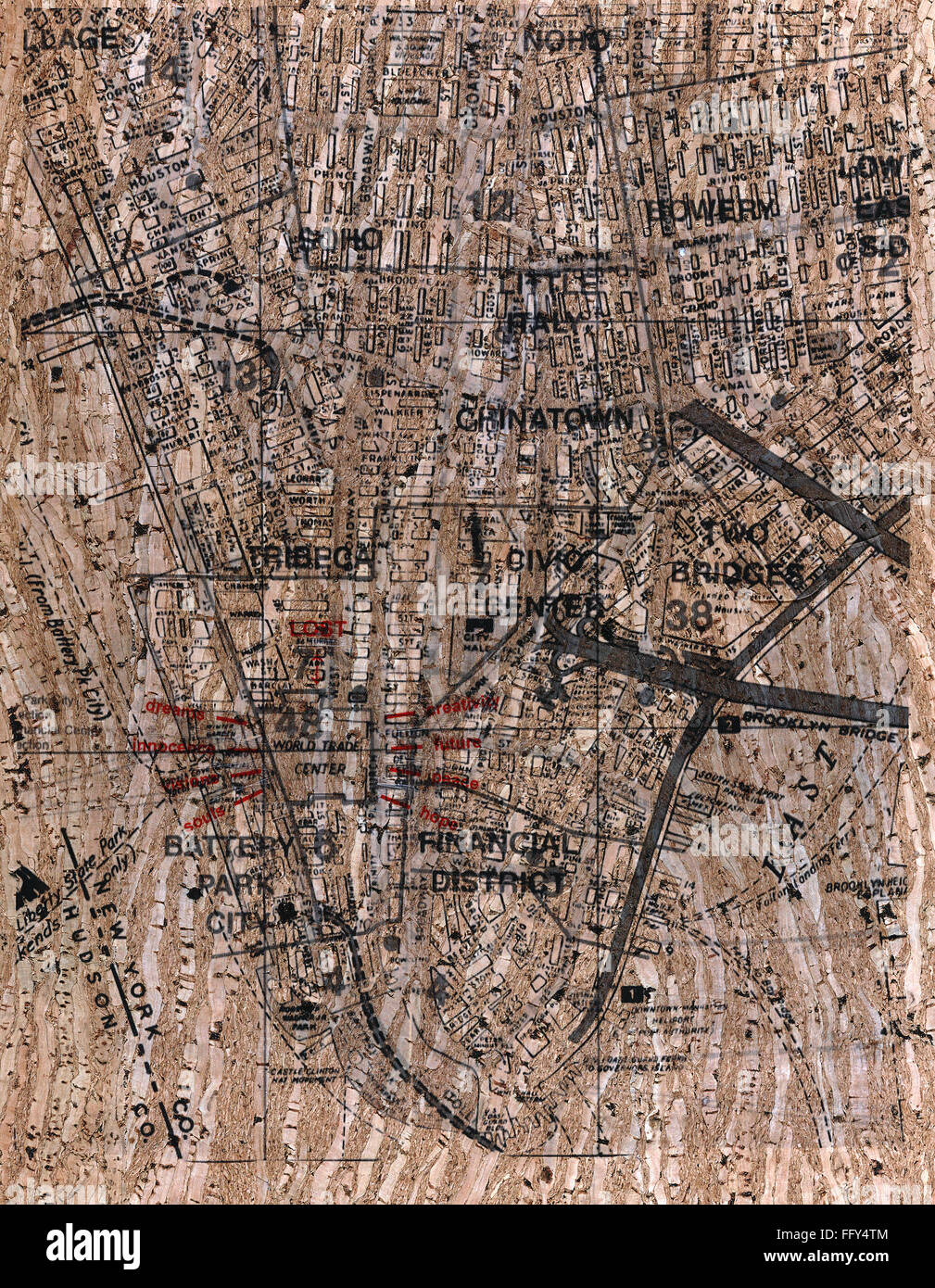 NEW YORK: GROUND ZERO. /nMap of lower Manhattan, showing Ground Zero ...