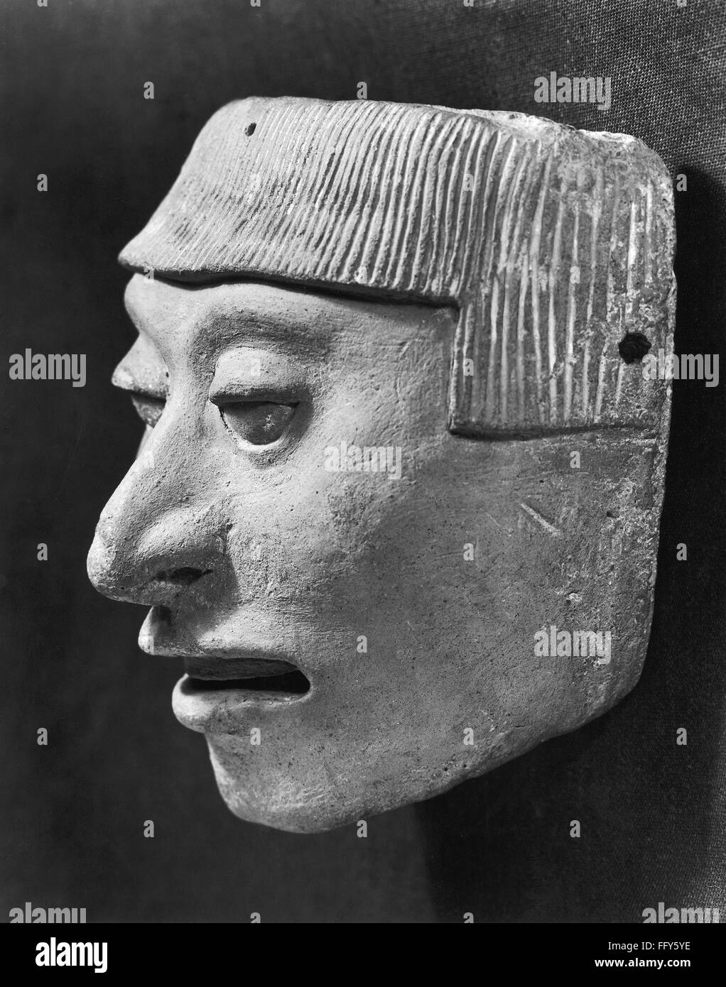 MEXICO: AZTEC MASK. /nAztec clay mask, from Mexico, 14th-16th century ...