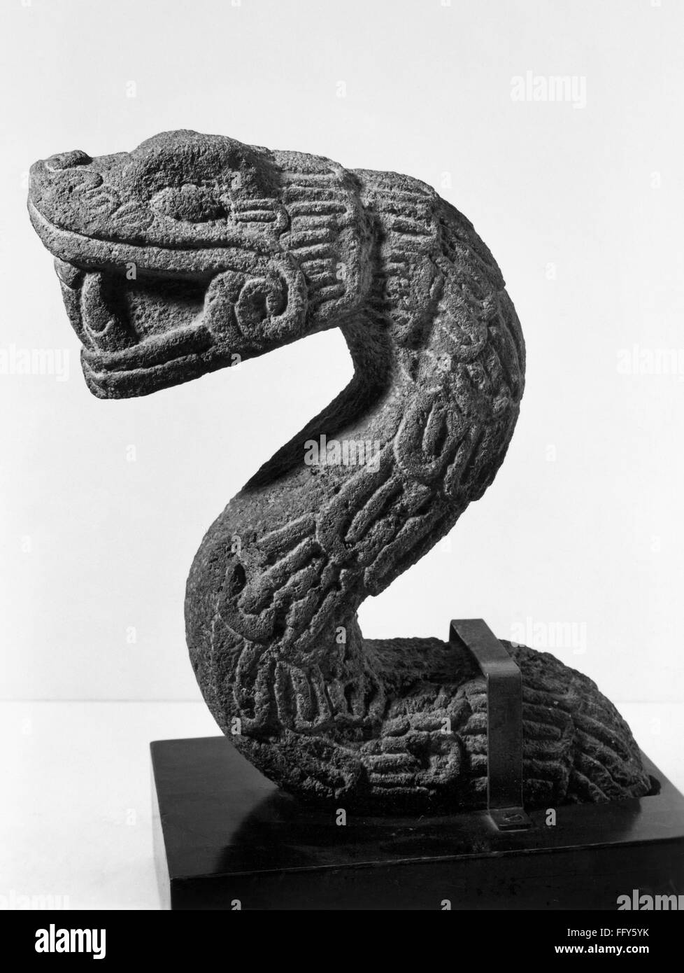 MEXICO: AZTEC SERPENT. /nCarved stone serpent, Aztec, from Mexico, 14th ...