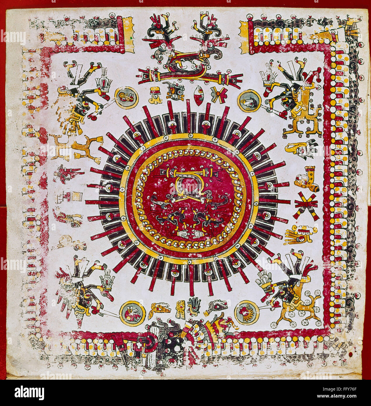 MEXICO: AZTEC CALENDAR. /nDrawing of the Aztec calendar from the Codex ...