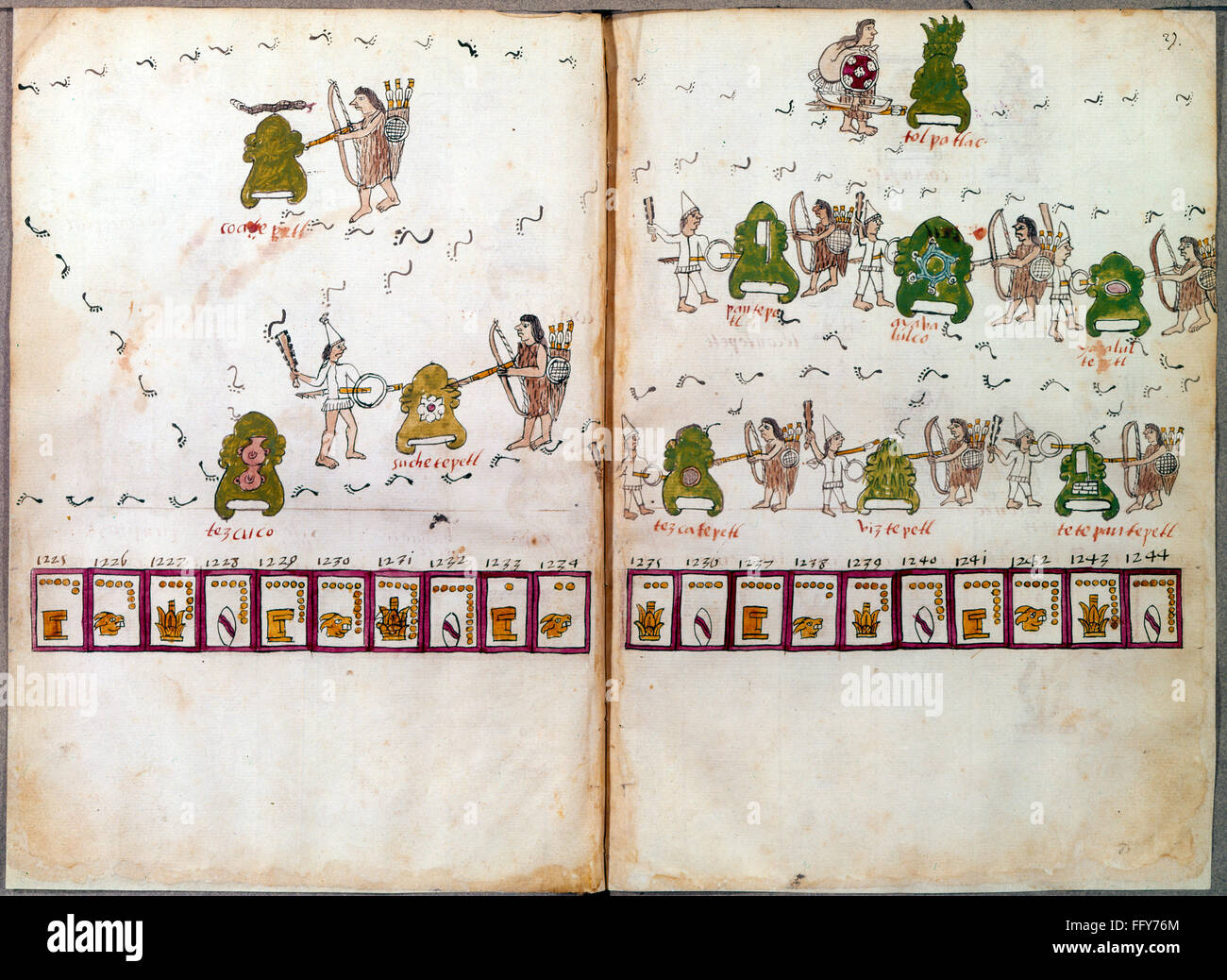 MEXICO: AZTEC CODEX. /nPost-conquest Aztec drawing of their legendary ...