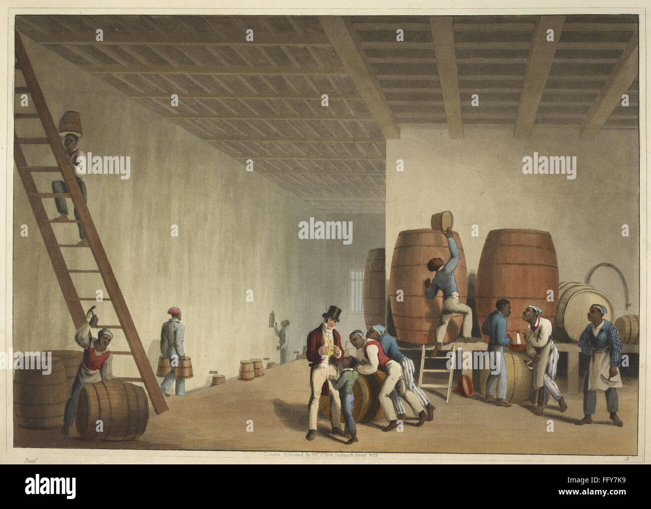 This vintage book includes a detailed view of the interior of a ...