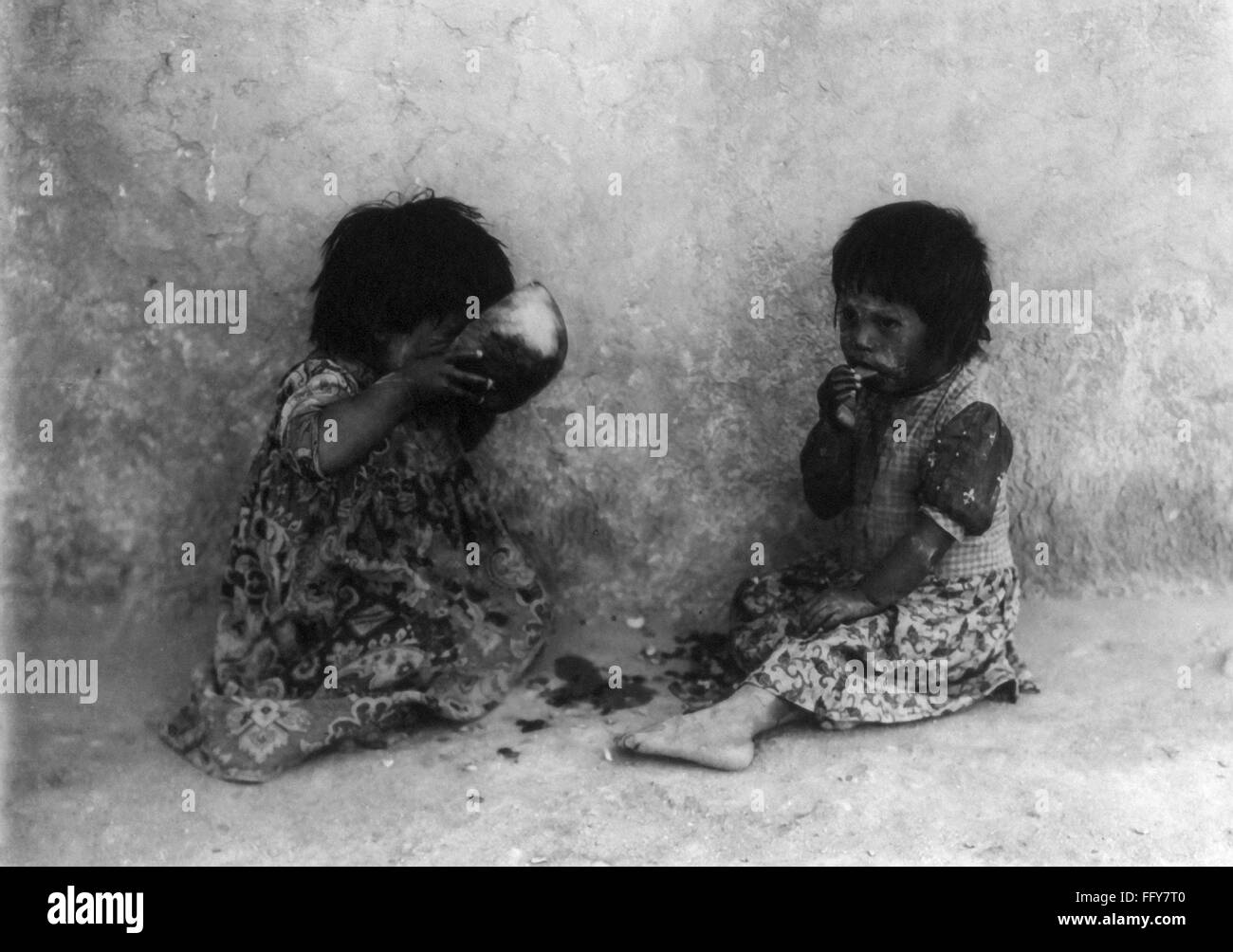 CURTIS: HOPI CHILDREN. /nTwo Hopi children in Arizona eating melon ...