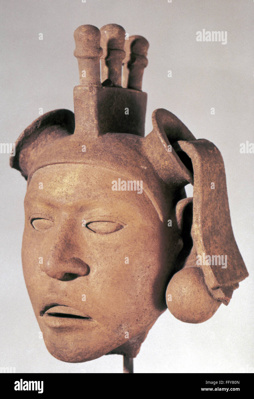 MEXICO: AZTEC HEAD. /nCeramic head of an Aztec deity, from the Veracruz ...