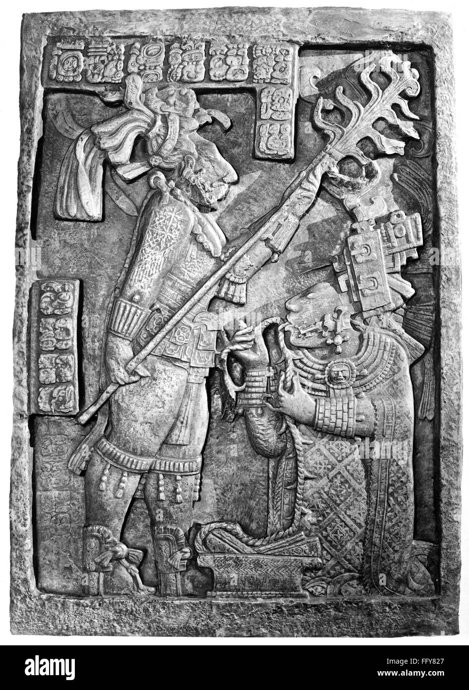 MEXICO: MAYAN RELIEF. /nSculptured lintel depicting a Maya bloodletting ...