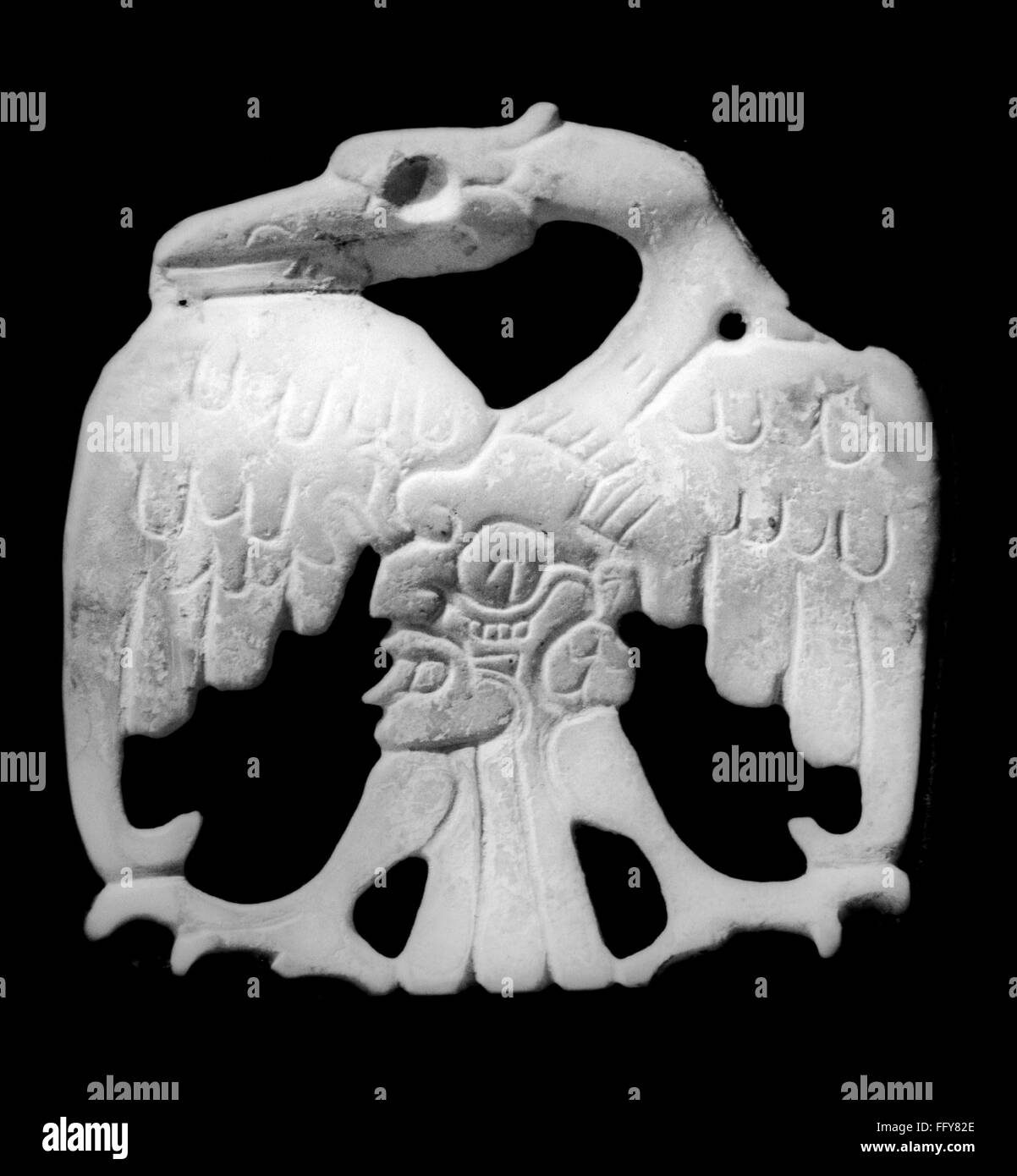 MEXICO: MAYAN ORNAMENT. /nMayan shell ornament of a mythological bird ...