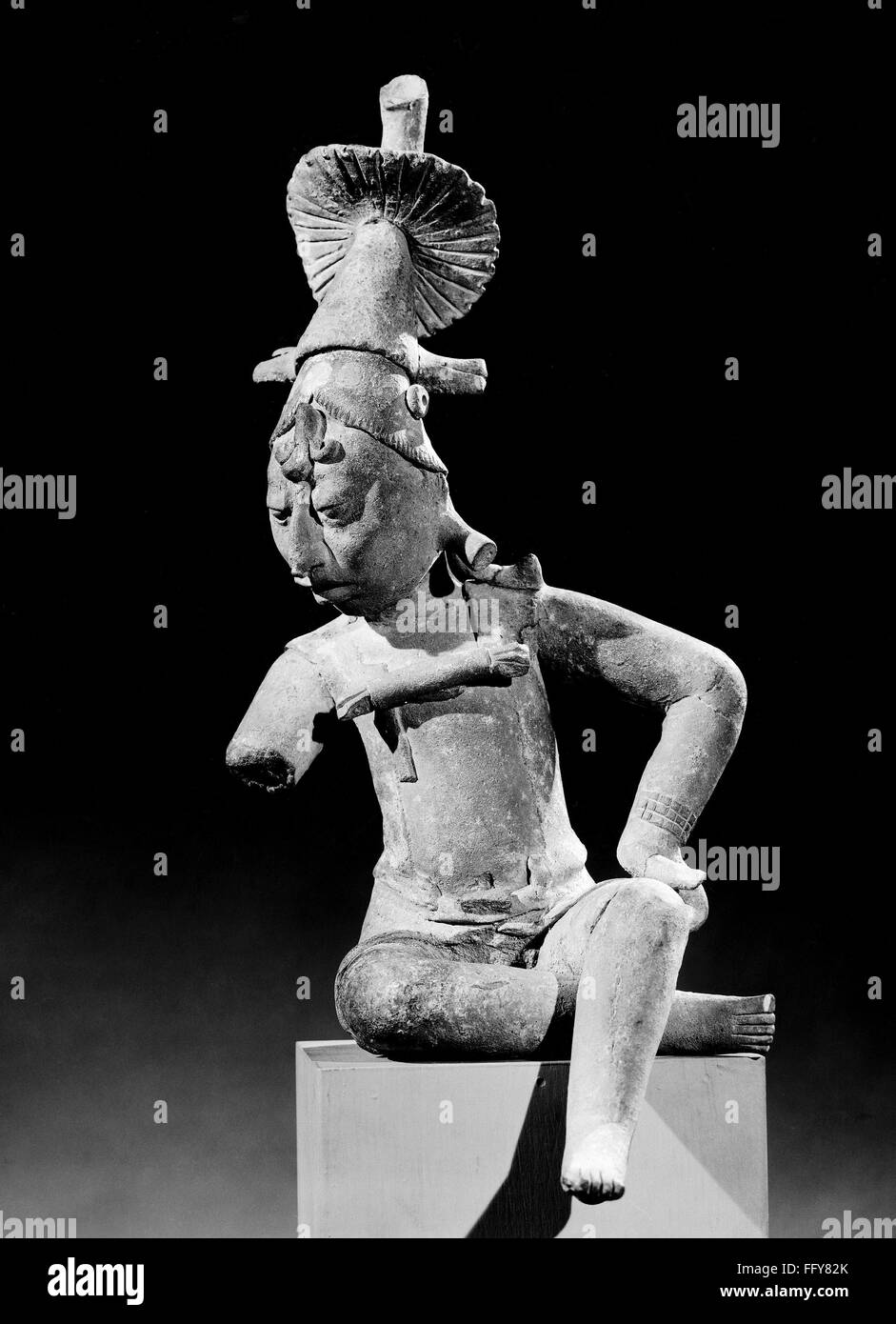 MEXICO: MAYAN FIGURE. /nClay sculpture of a seated man, Mayan, from ...