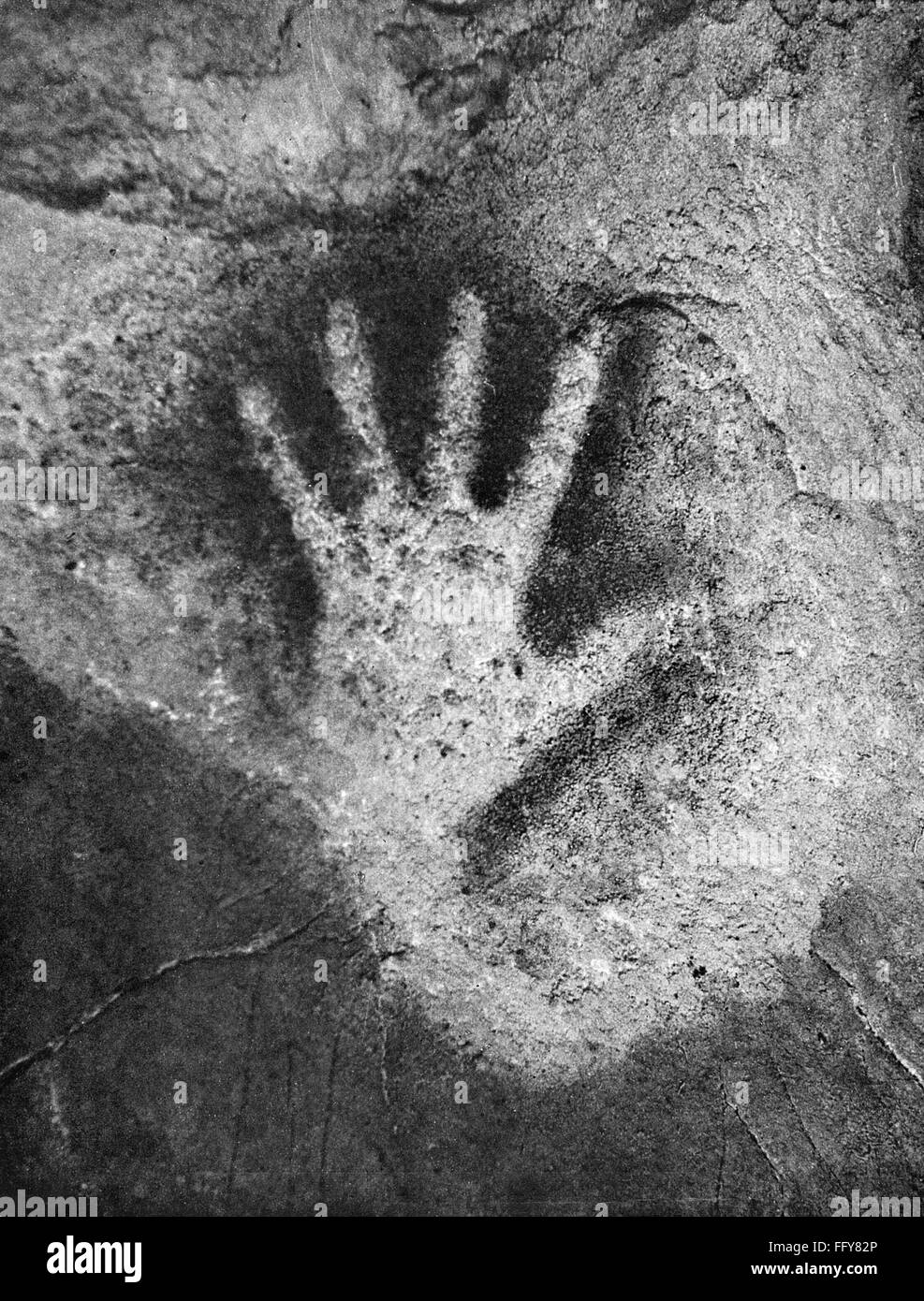 CAVE ART: EL CASTILLO. /nLeft handprint from a ceiling in the cave of ...