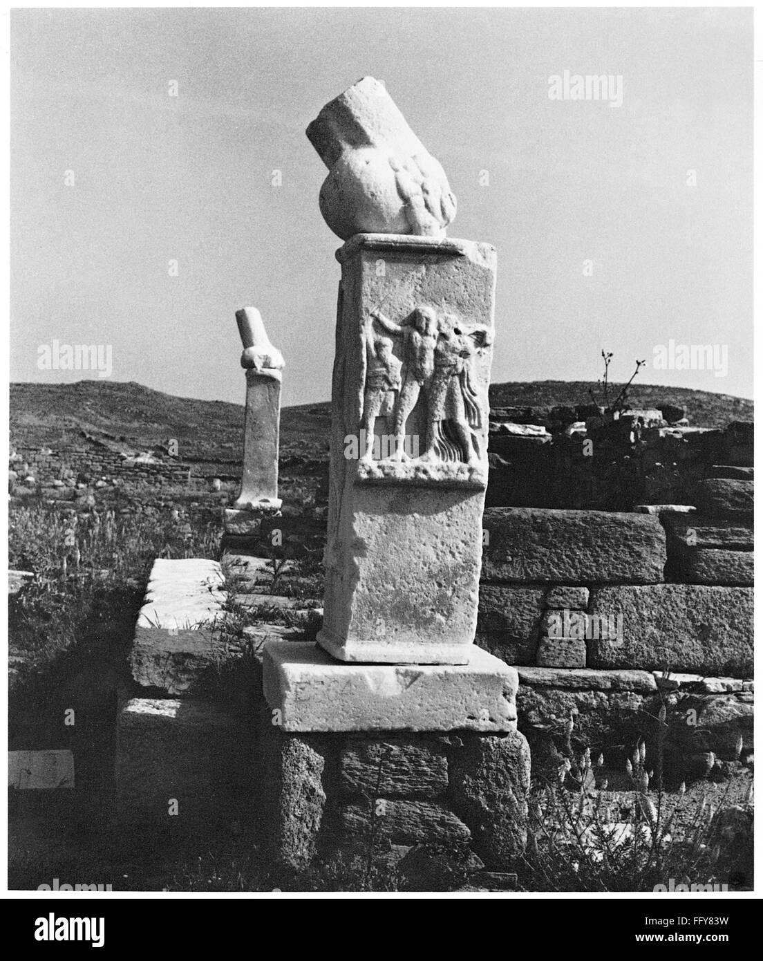 GREECE: PHALLICISM. /nColumns topped with phallus sculptures in the ...